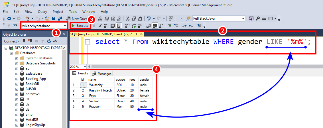 SQL Like and Wildcard Operators - Wild Card operators in SQL