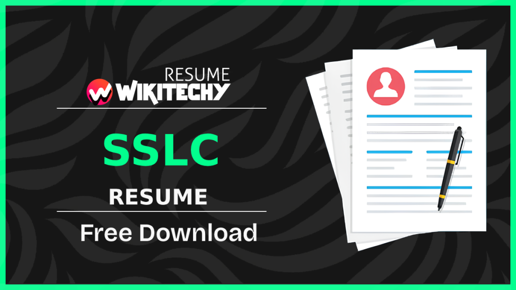 SSLC Resume Sample Format for 10th Pass