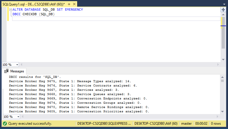 Repairing a SQL Server Database Using the DBCC CHECKDB Command