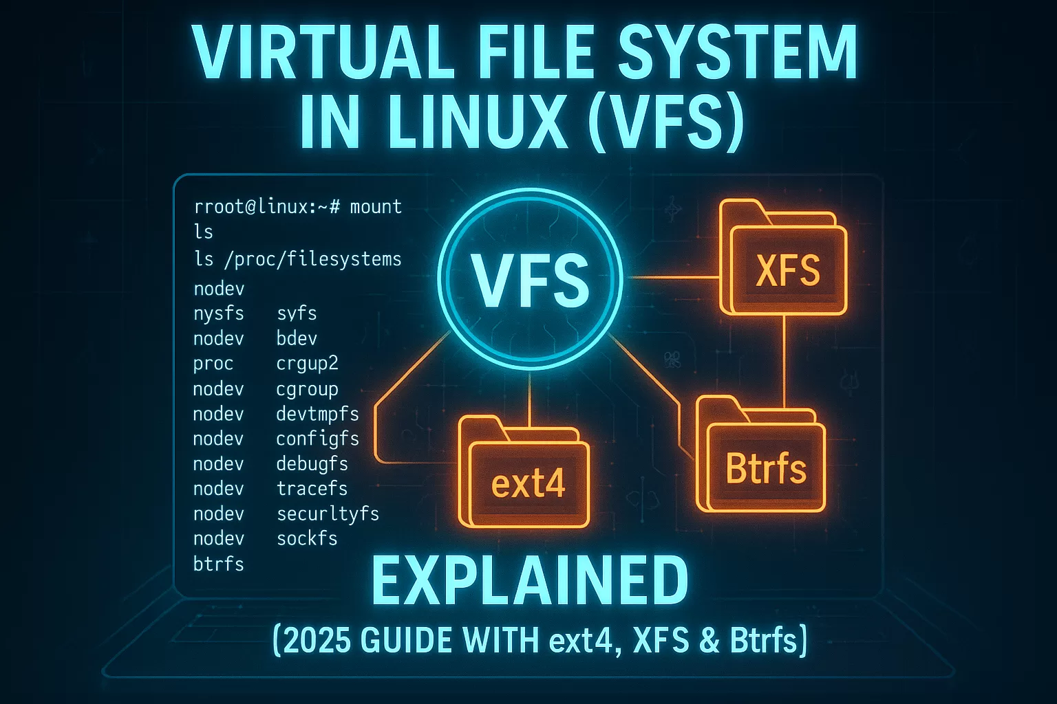 🔥 Virtual File System in Linux (VFS) Explained [2025 Guide with ext4, XFS & Btrfs] - Wikitechy